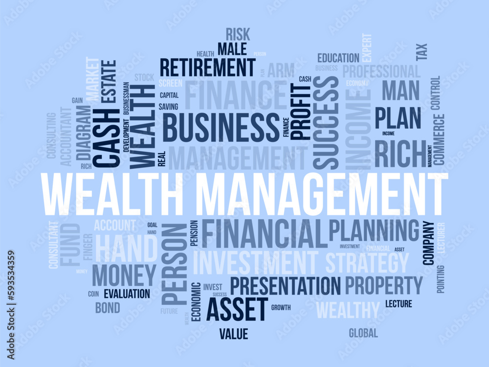Word cloud background concept for Wealth management. Financial ...