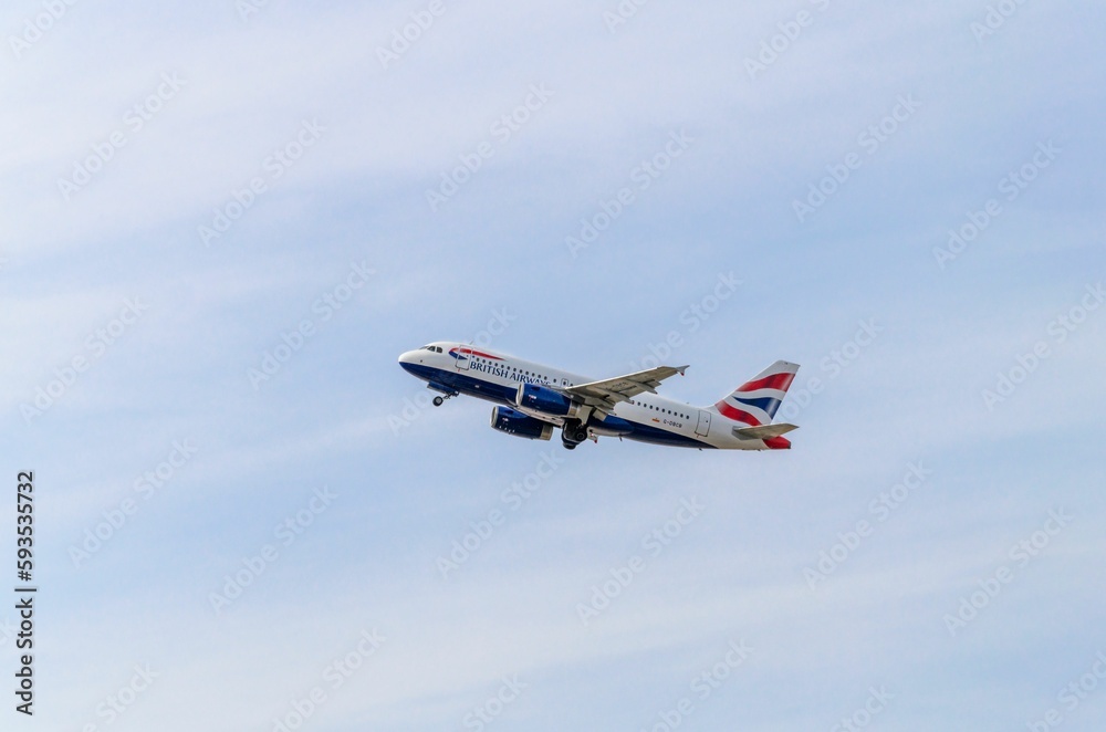 British Airways Airbus A319 airplane, taking off from Josep Tarradellas ...