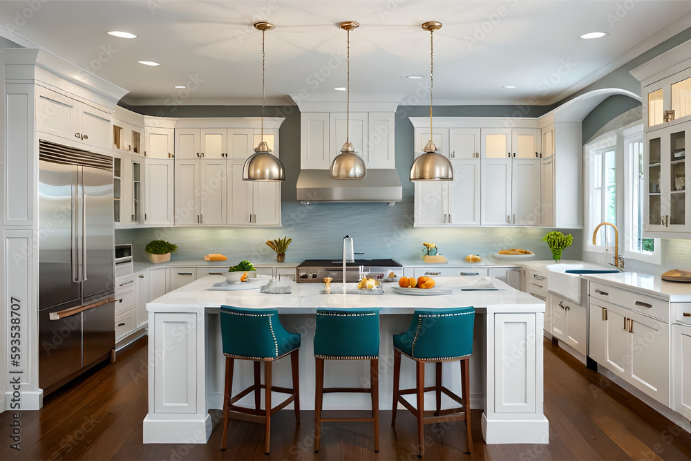 The interior design of a luxurious and high-end kitchen for a celebrity ...