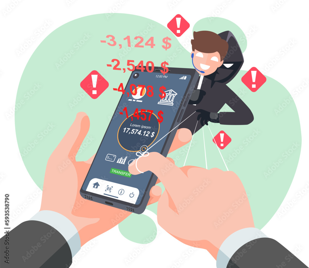 Vetor De Fake Operator Thief Calls The Smartphone To Manipulate User Transaction Banking App