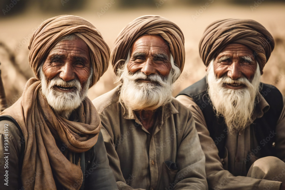 Three smiling old Muslim peasants. Created with Generative AI ...