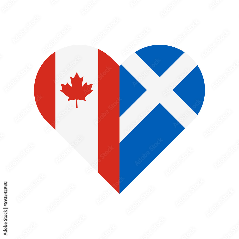 unity concept. heart shape icon with canada and scotland flags. vector ...