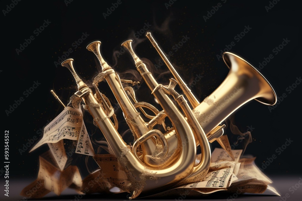 7 Seven Trumpets Golden Advent Bible Revelation Warning Horn 3D ...