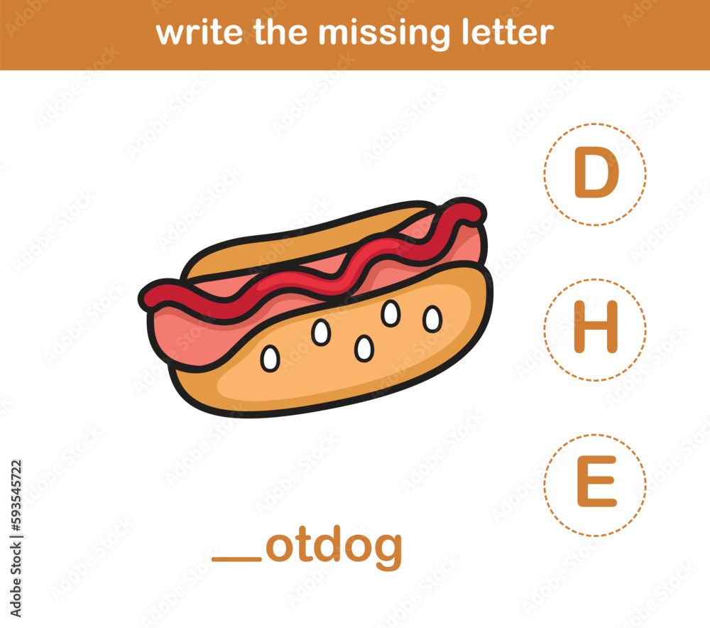 write the missing letter,illustration, vector Stock Vector | Adobe Stock