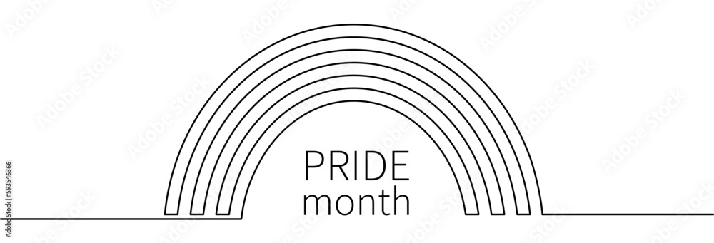 LGBT flag rainbow one line art,hand drawn pride month decoration ...