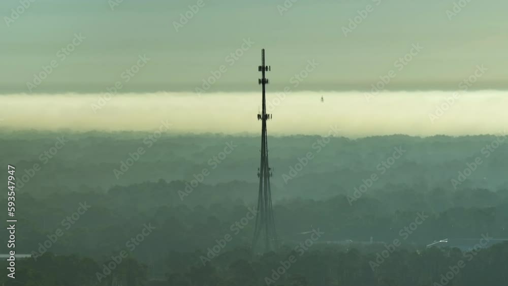 Tall telecommunication radio cell tower with wireless communication 5g antennas for network ...