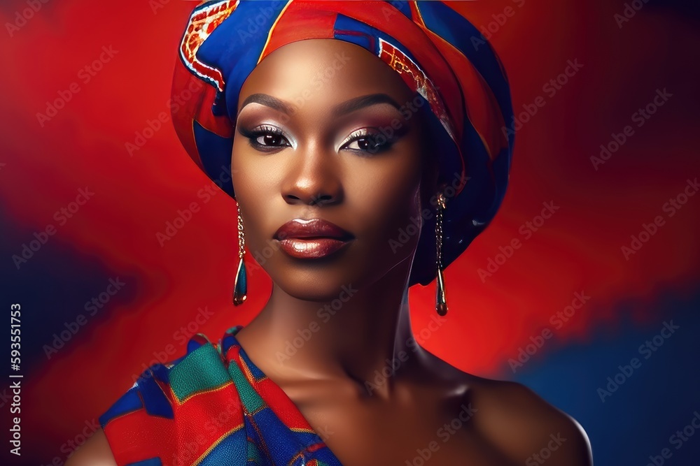 Haitian heritage month, Haiti person with red and blue patterned ...