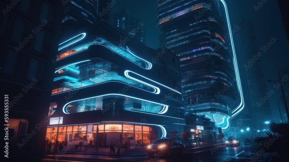 Sustainable City Street View: Contemporary Architecture with Futuristic ...