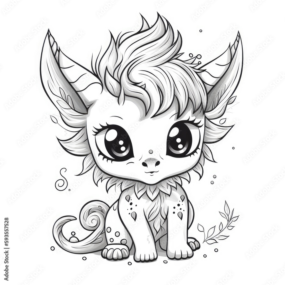 Coloring Pages for Kids Animals and Mystical Creatures in Fairy-tale ...