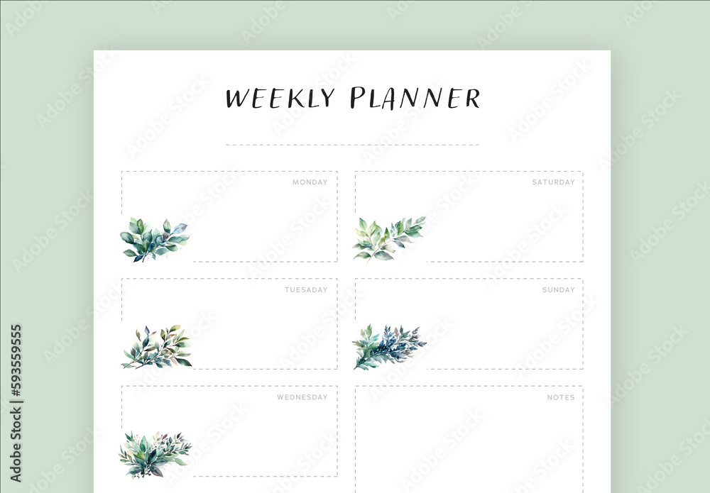 Minimal Weekly Planner With Generative AI Stock Template | Adobe Stock