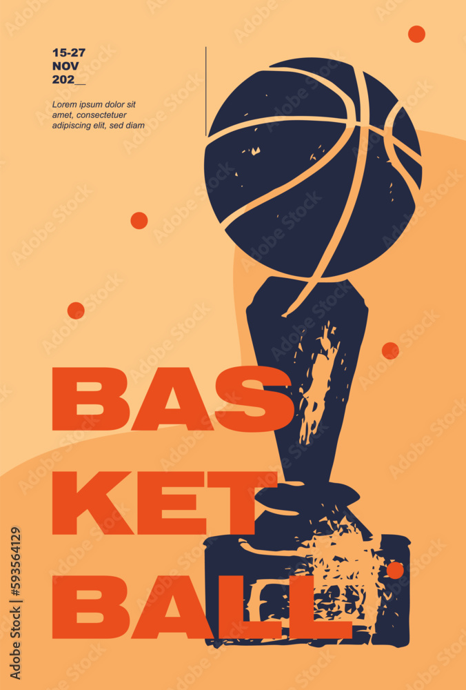 Basketball cup. Sport news. Collection of basketball designs in grunge ...
