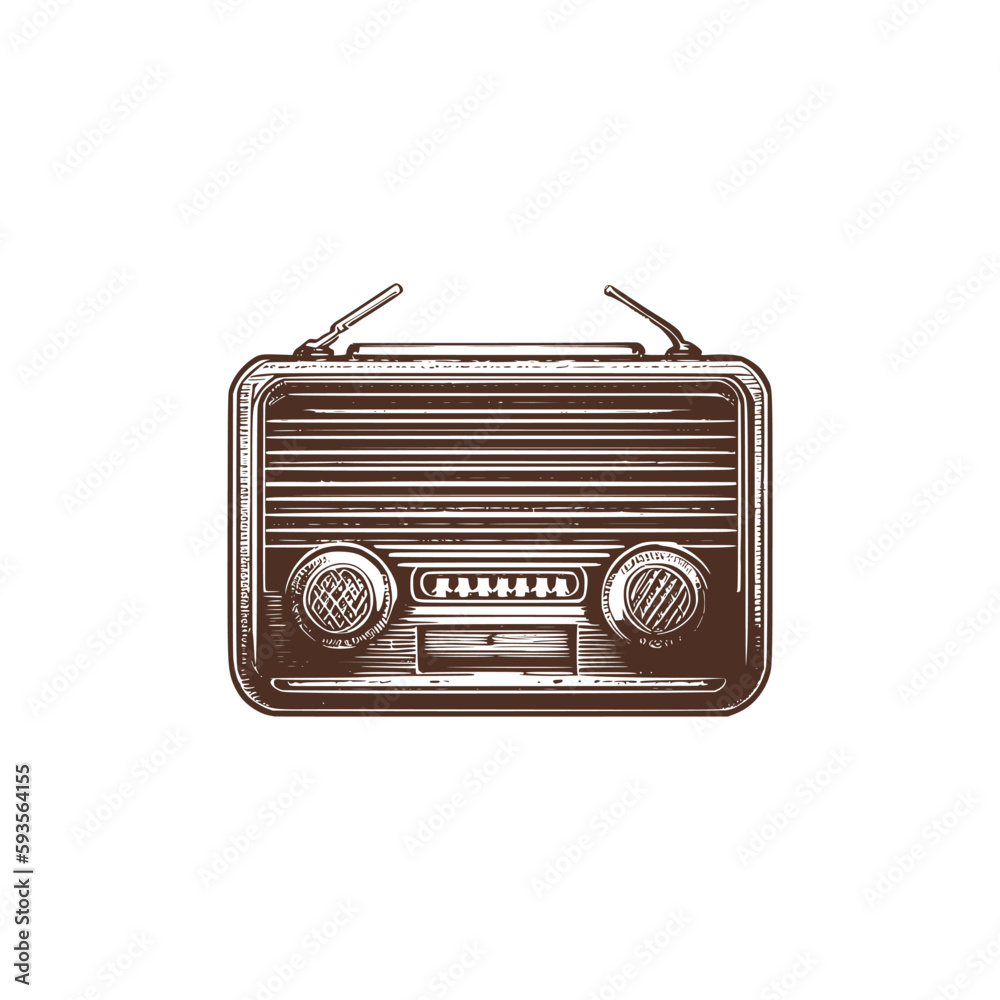 Vintage logo of a radio. an old-school logo of a tape recorder ...