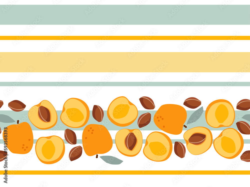 Seamless apricot fruit pattern. Fruits hand drawn doodle isolated on ...