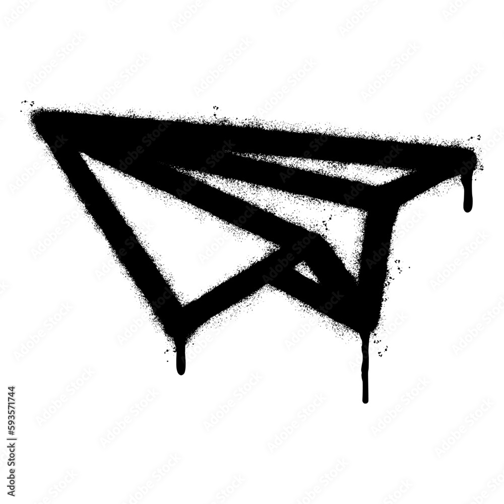 Spray Painted Graffiti paper airplane Sprayed isolated with a white ...