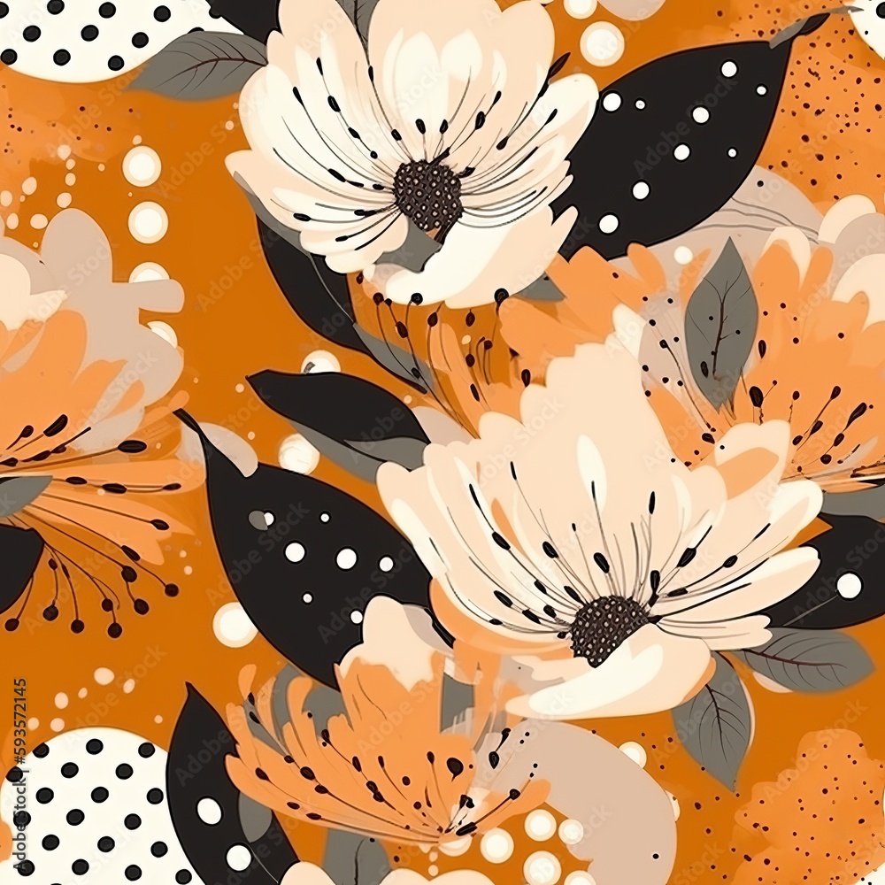 endeavored and veritable organize advanced orange botanical and polka ...