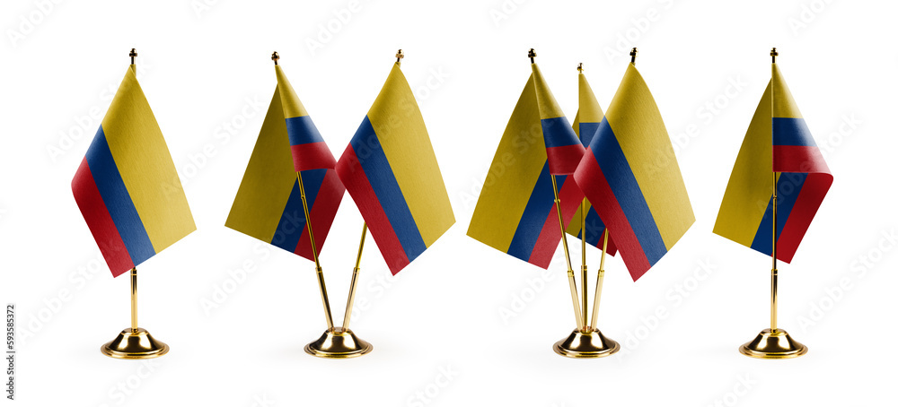 Small national flags of the Colombia on a white background Stock Photo ...