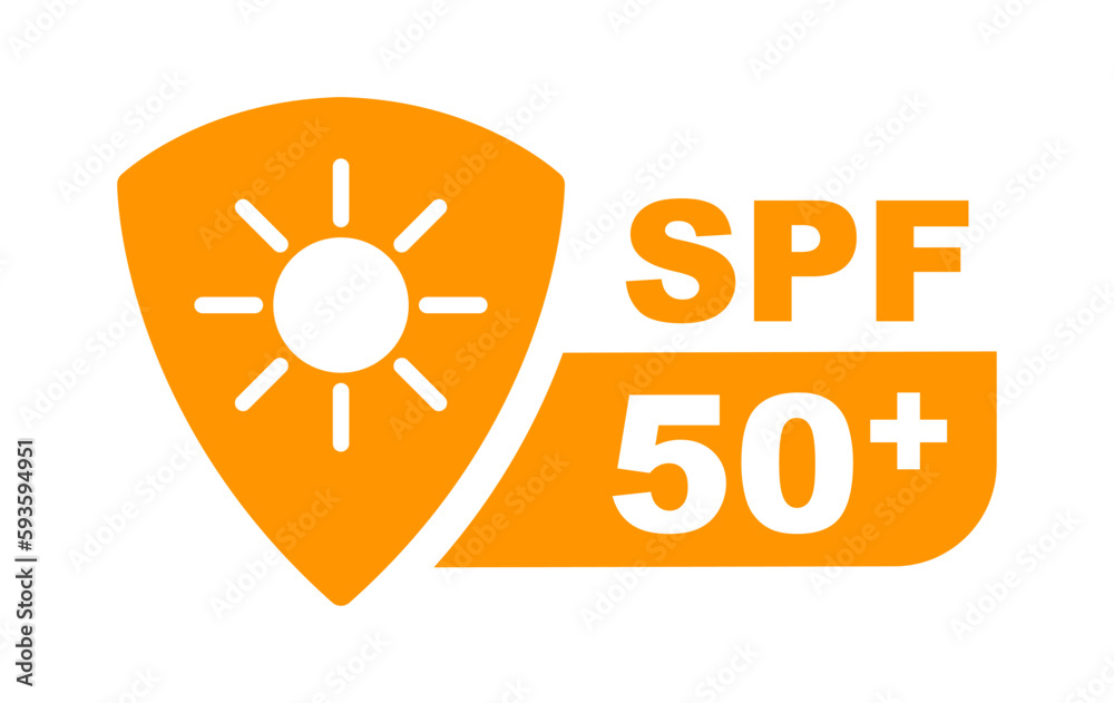SPF 50 icon. UV protection. Sun protection for skin. UVA UVB protection. SPF icon for sunscreen ...