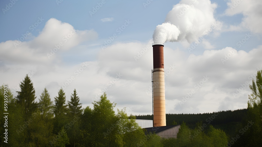 An illustration depicting the impact of CO2 emissions on nature, with a ...