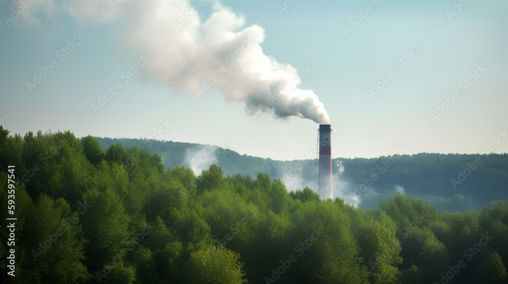 An illustration depicting the impact of CO2 emissions on nature, with a ...
