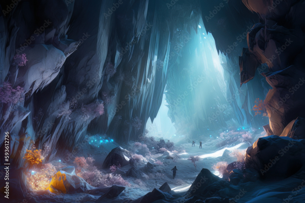Ice Cave Dungeons and Dragons Fantasy Concept Art created with ...