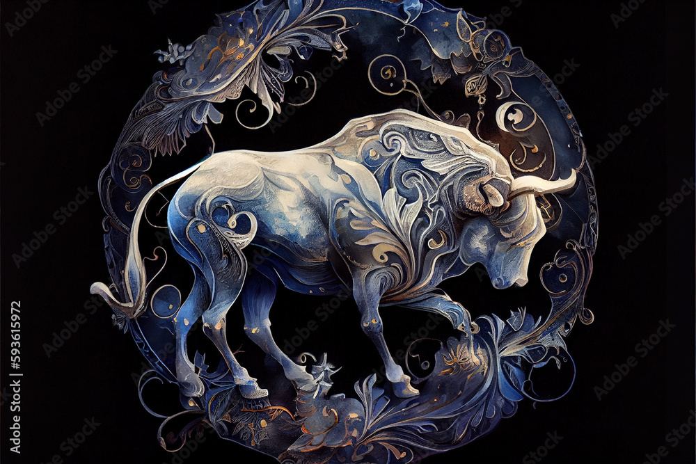 Contemporary abstract zodiac sign of taurus dark blue horoscope symbol ...
