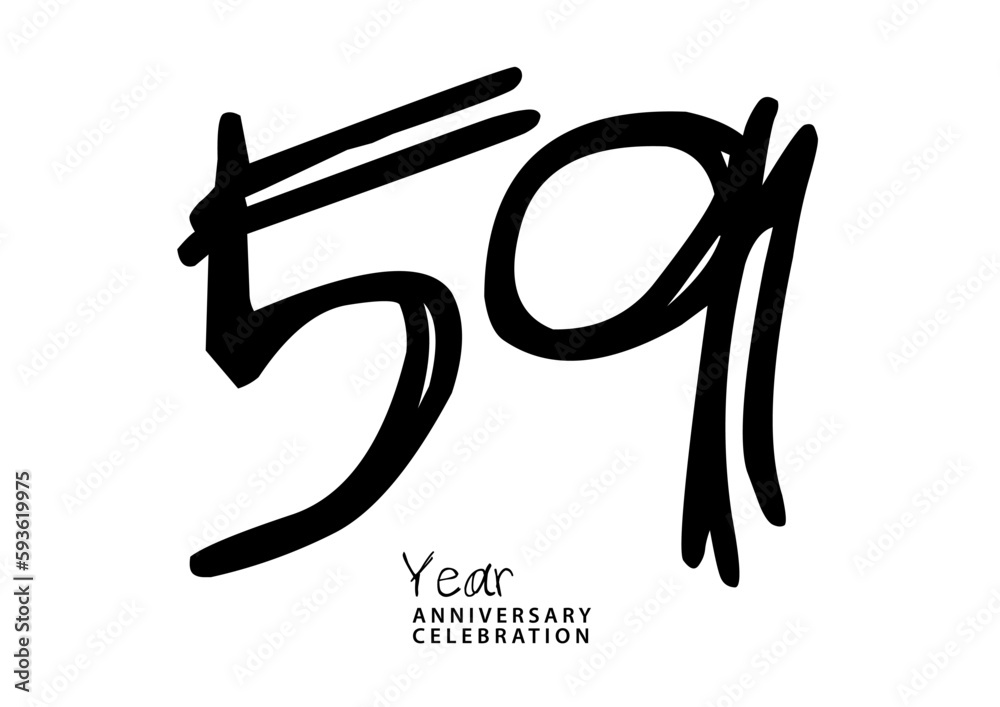 59 year anniversary celebration black color logotype vector, 59 number ...