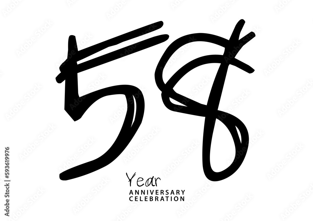 58 year anniversary celebration black color logotype vector, 58 number ...