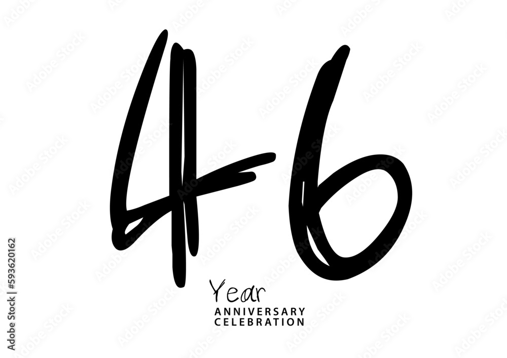 46 year anniversary celebration black color logotype vector, 46 number ...