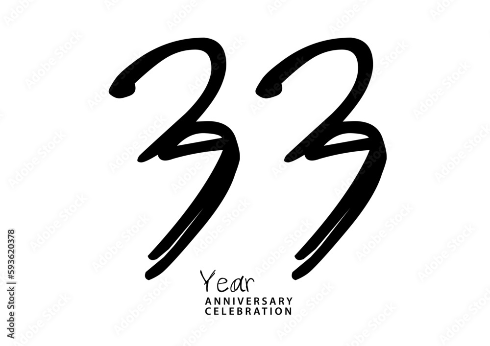 33 year anniversary celebration black color logotype vector, 33 number ...