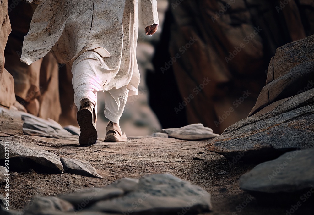 The feet of Jesus Christ or a biblical prophet wearing Stock ...