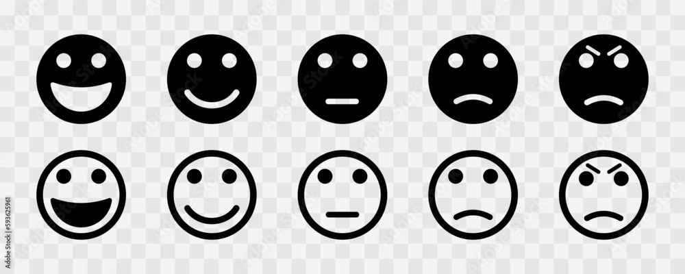 Set of rating emotion scale vector icons. Feedback excellent, good, so ...