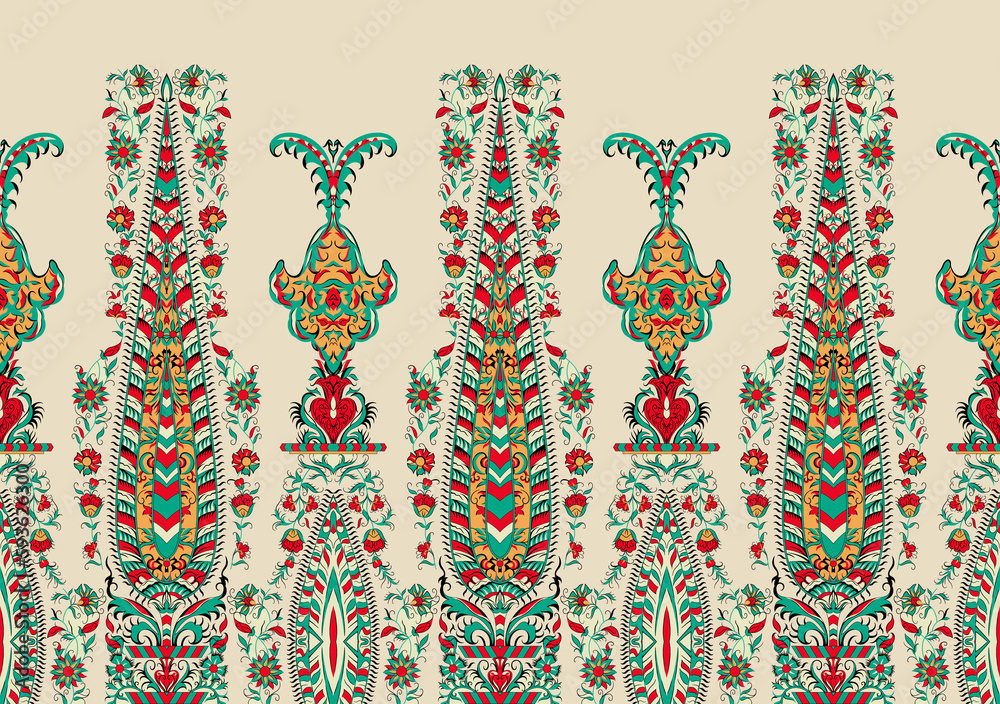 paisley motifs border design for textile prints. paisley motifs paisley ...