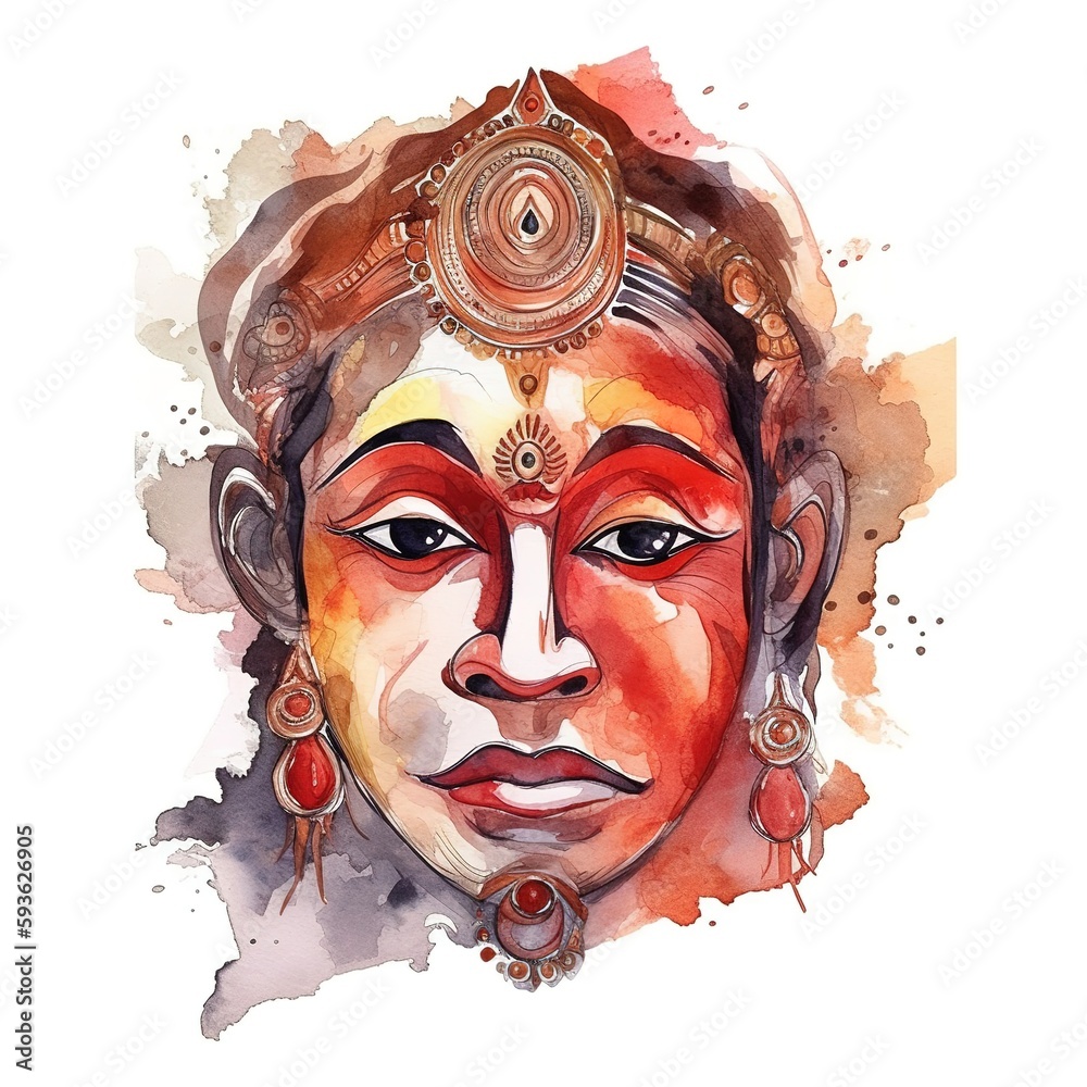 Artistic illustration of a tribe face by generative ai ilustração do ...