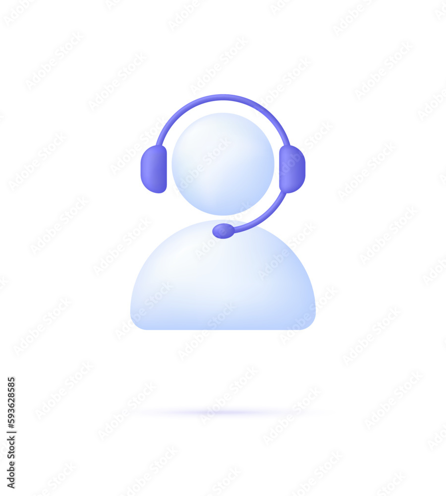 3D Call center. Support service icon, customer consultation hotline ...