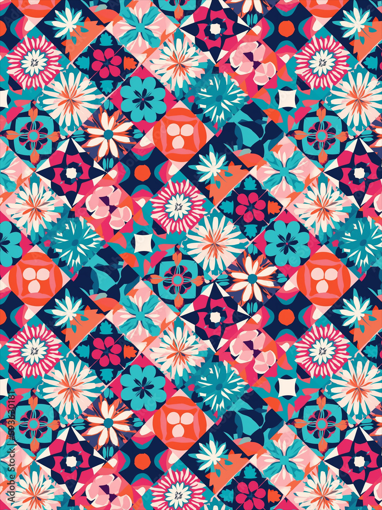 Abstract floral designs that incorporate geometric shapes and patterns ...