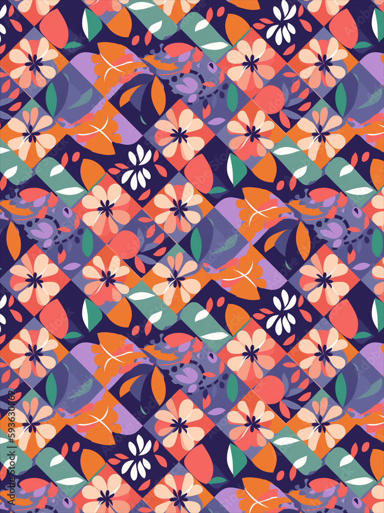Abstract floral designs that incorporate geometric shapes and patterns ...