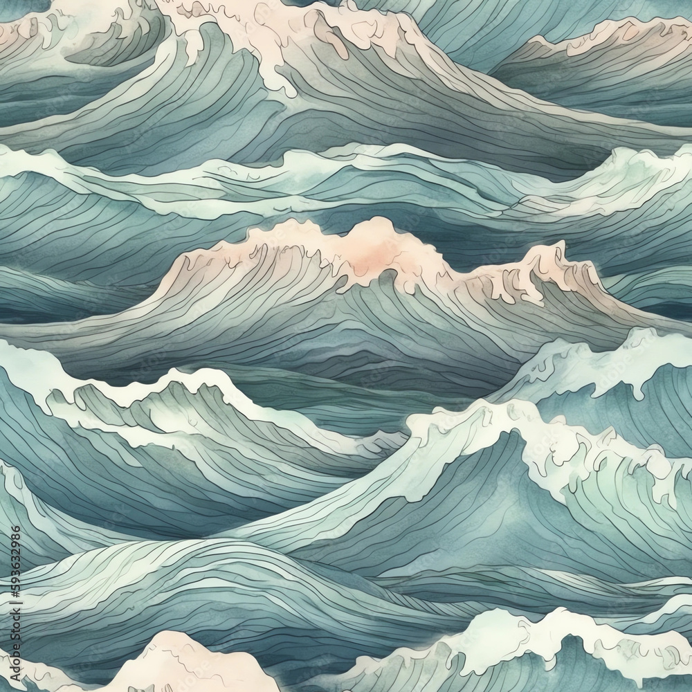 Seamless and repeatable Wave pattern vintage style, texture background ...