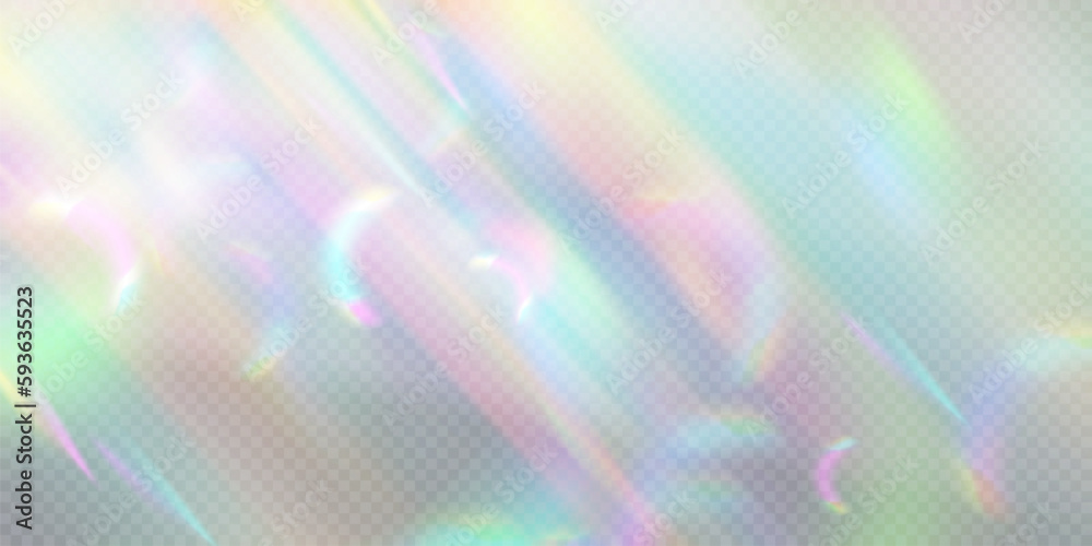 Rainbow light prism effect with holographic beam light reflection ...