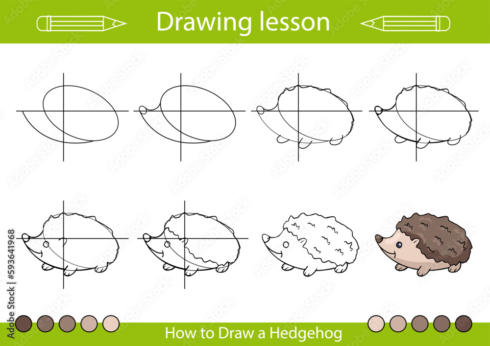 Drawing tutorial and kids art lesson. How to draw animals. Kids ...