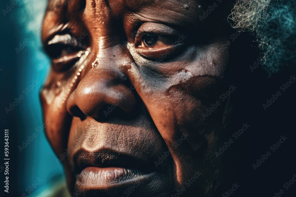 Senior African American woman crying, Generative AI Stock Illustration ...