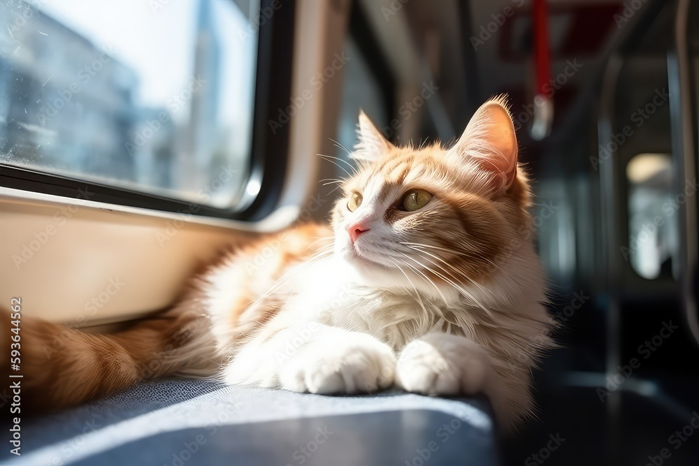 cat in public transport, generative ai Stock Illustration | Adobe Stock