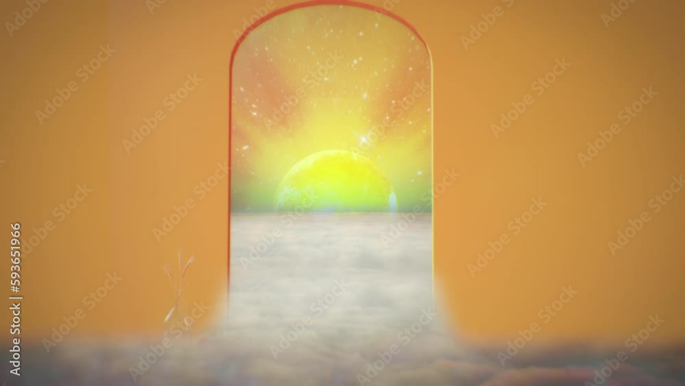 Sun Portal Clouds Leaking Celestial Doorway Motion Background. Sun ...