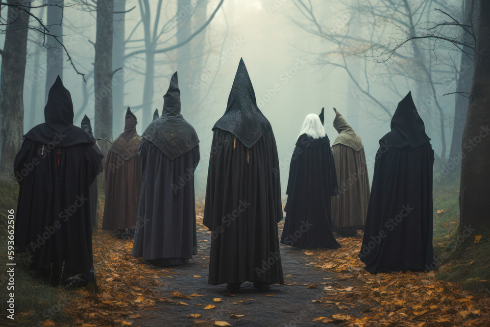 Mystical Gathering of Wizards in Enigmatic Robes, Viewed from Behind on ...