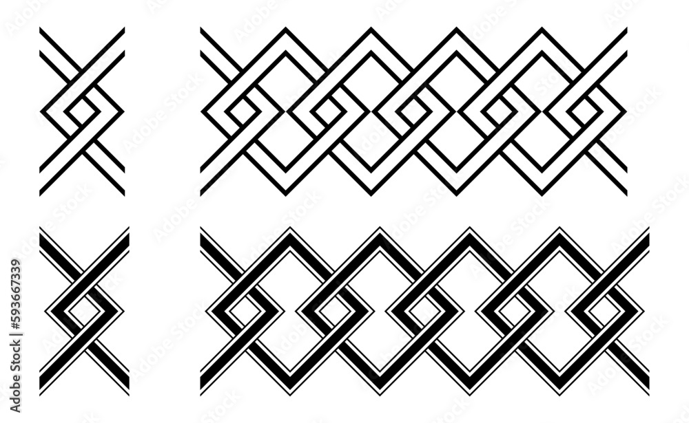 Vetor de Interlocked Intertwined Squares Seamless Pattern Frame Border ...