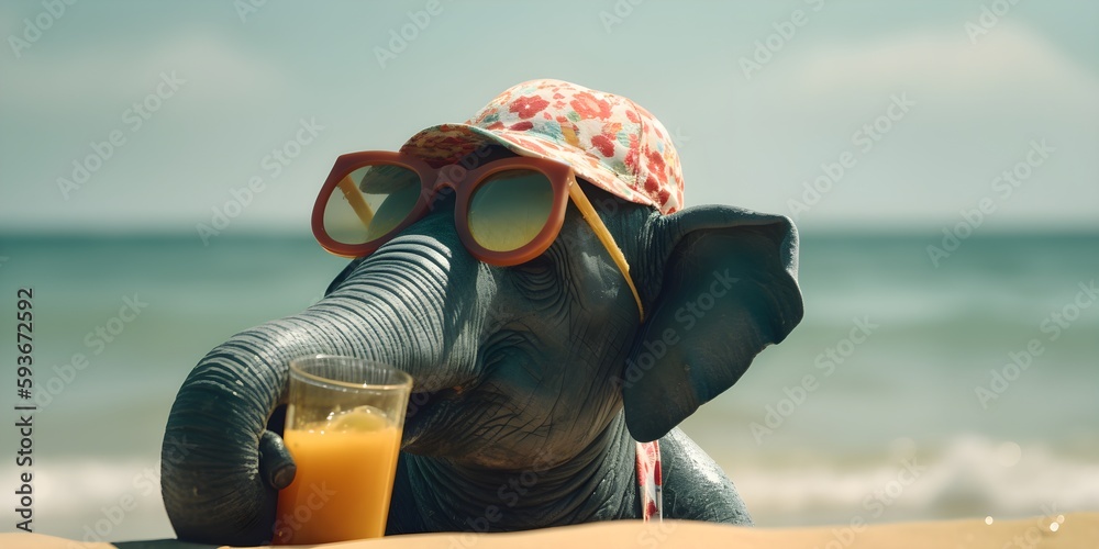 "Sunbathing by the Shore: A Majestic Elephant at the Beach ...