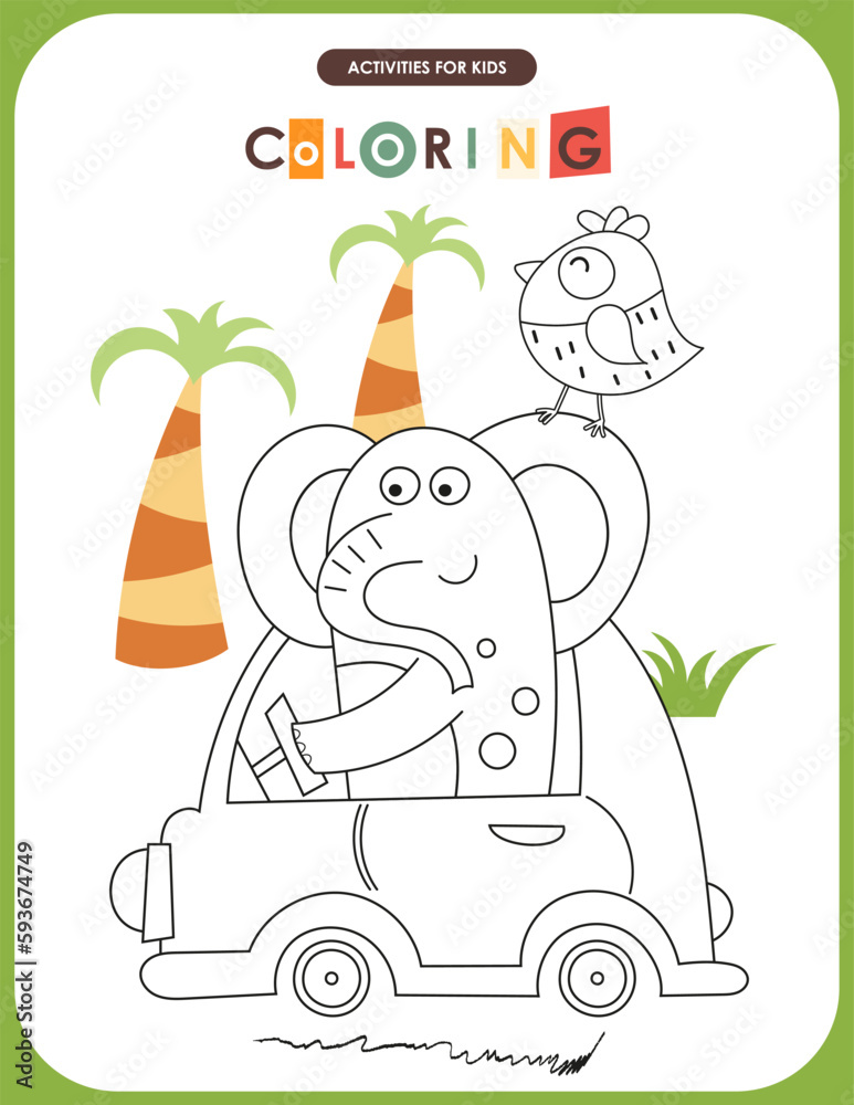 Cute animals coloring page printable for children. Preschool games ...