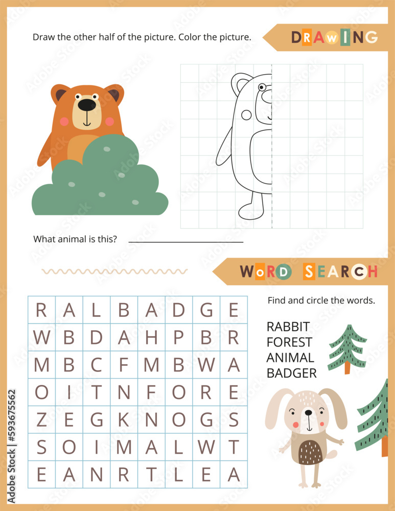 Cute Animals Activity Pages for Kids. Printable Activity Sheet with ...