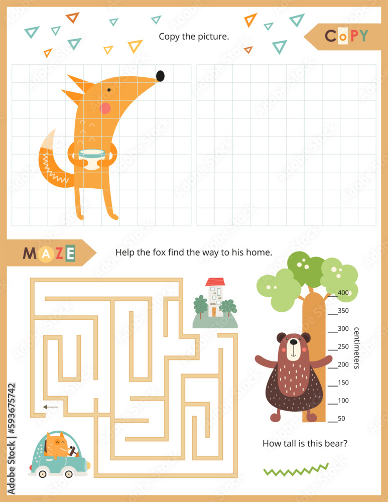 Cute Animals Activity Pages for Kids. Printable Activity Sheet with ...