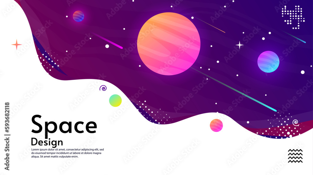 Vector illustration. Space banner with planets, comets, stars. Design ...