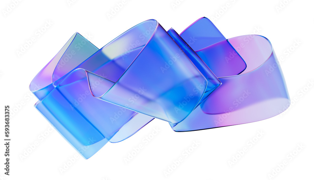 Bent multicolored gradient plastic texture. 3d rendering abstract glass ...